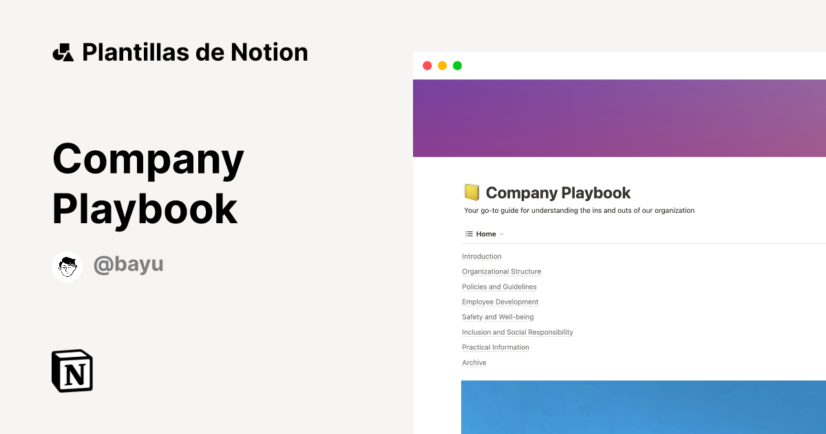 Plantilla Company Playbook | Notion Marketplace