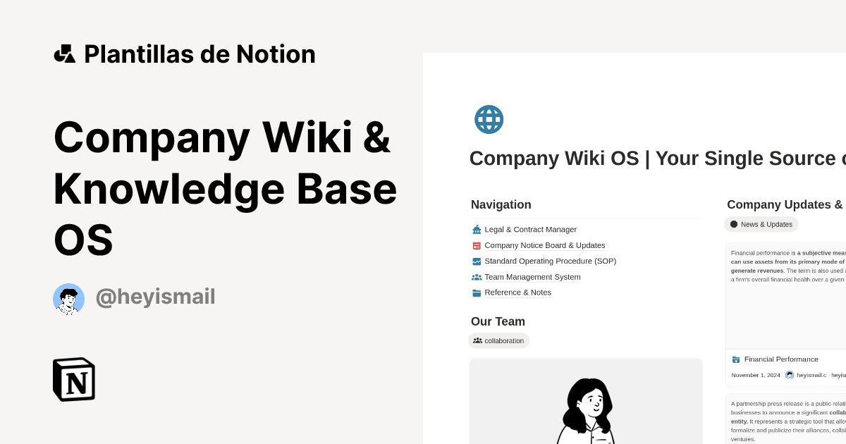 Plantilla Company Wiki & Knowledge Base OS | Notion Marketplace