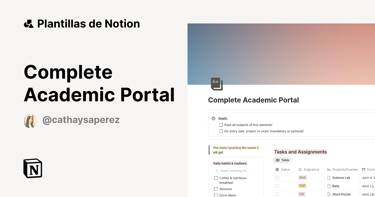 Plantilla Complete Academic Portal | Notion Marketplace