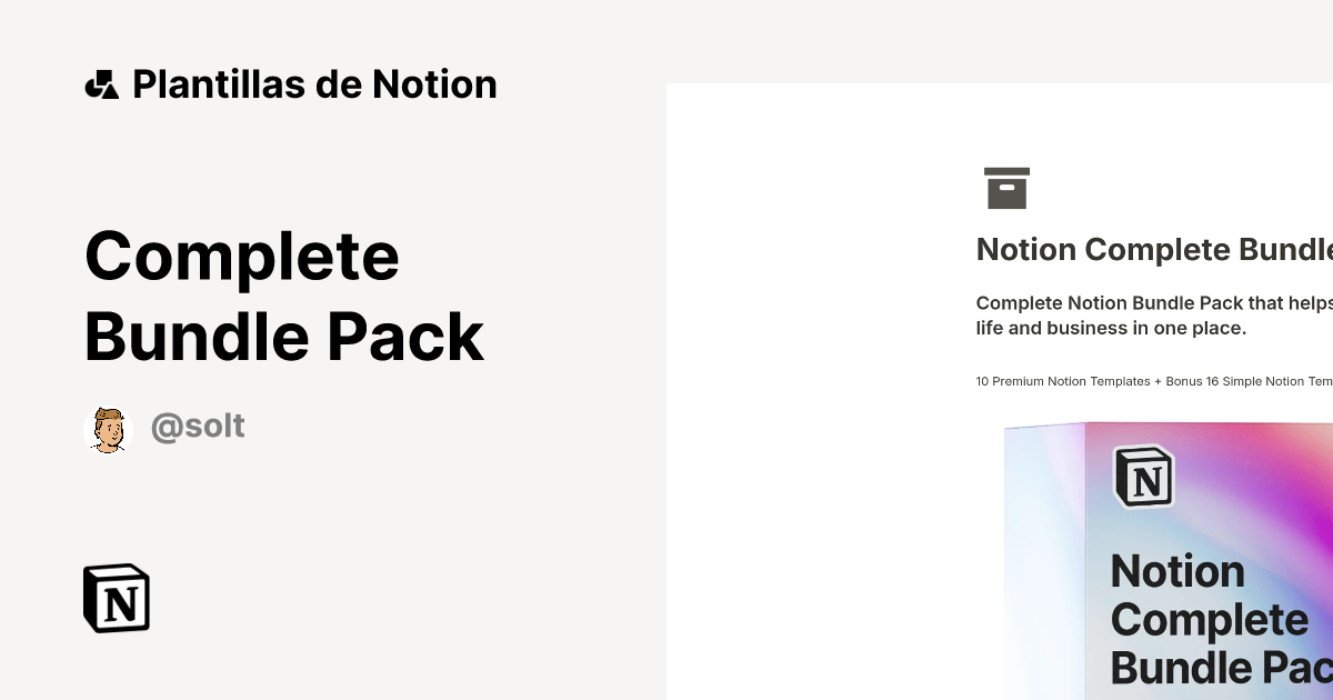 Plantilla Complete Bundle Pack de Solt Wagner | Notion Marketplace