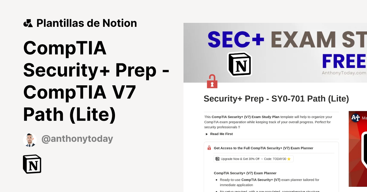 Plantilla Security+ Prep - CompTIA V7 Path (Lite) de AnthonyToday ...