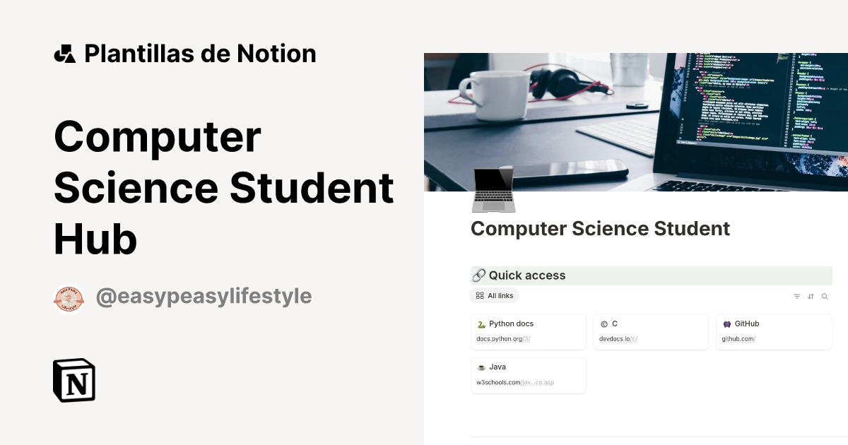 Plantilla Computer Science Student Hub | Notion Marketplace