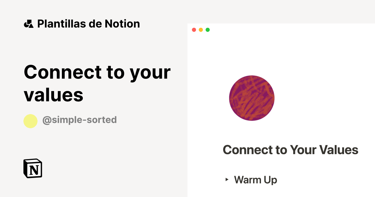 Plantilla Connect to your values de Simple. Sorted. | Notion Marketplace