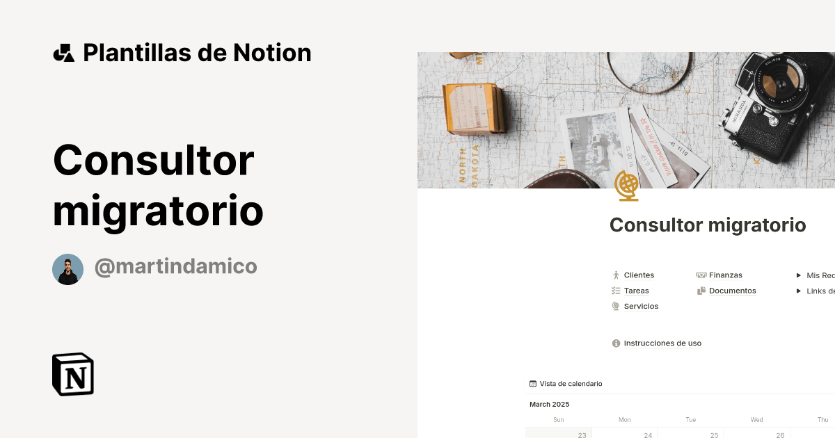 Plantilla Consultor migratorio de Martin D´Amico | Notion Marketplace