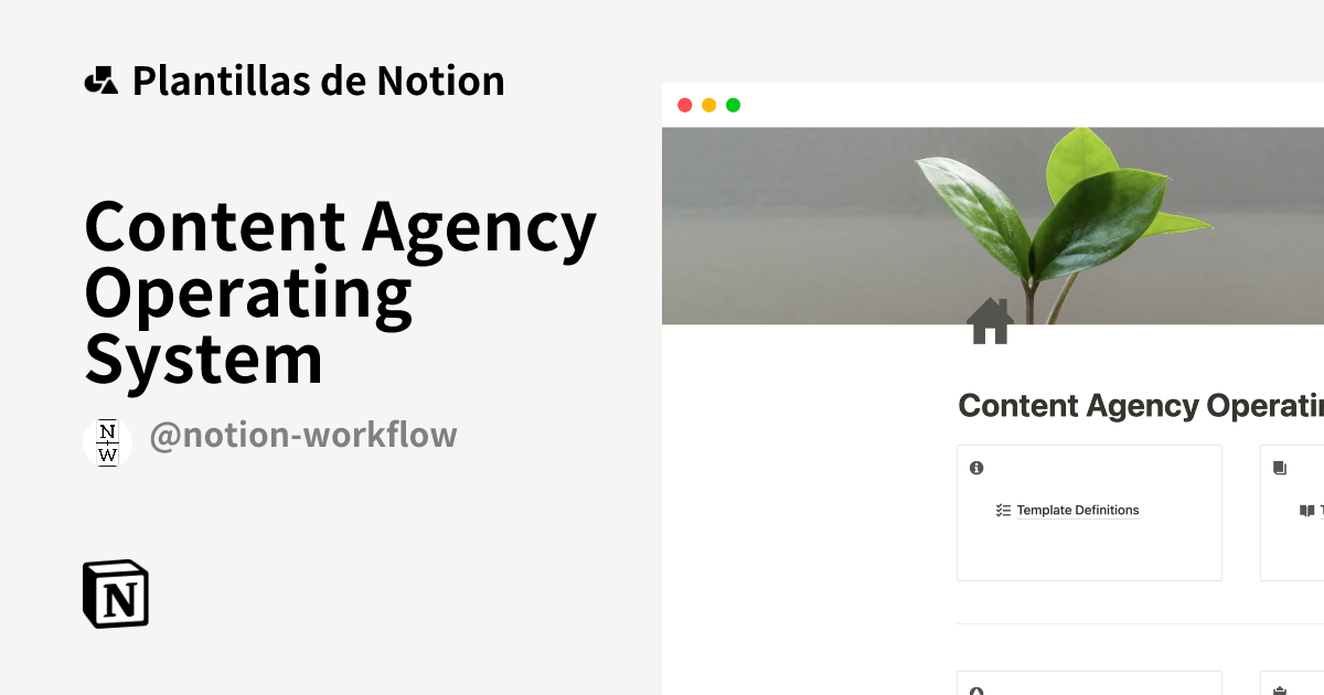 Plantilla Content Agency Operating System de Notion Workflow | Notion ...