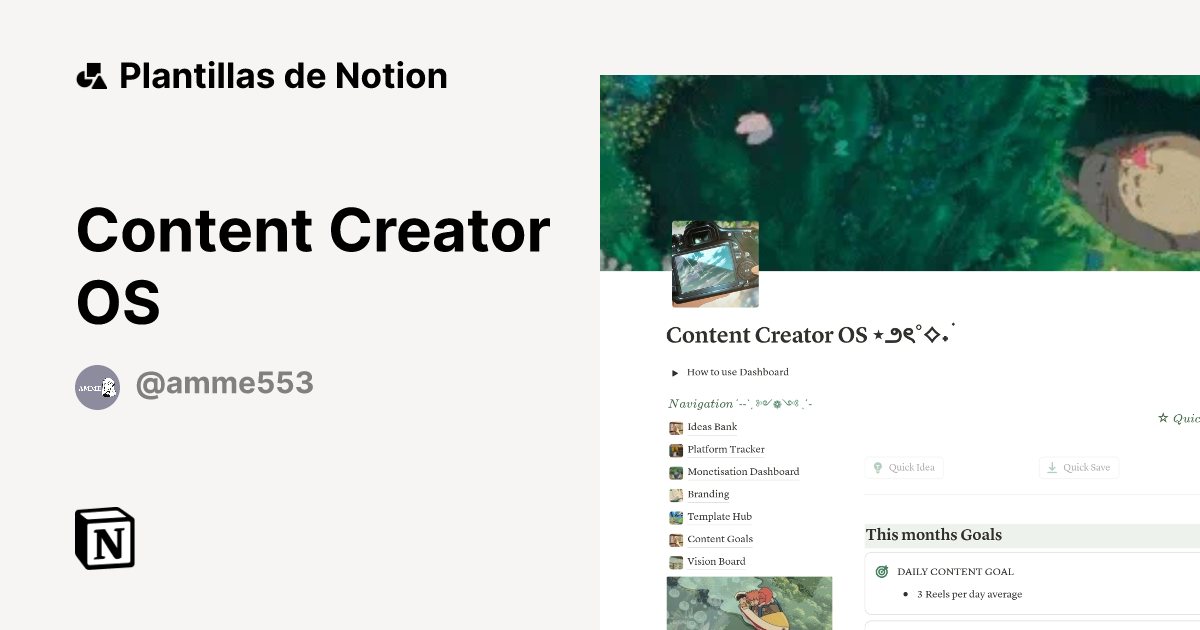 Plantilla Content Creator OS de Amme | Notion Marketplace