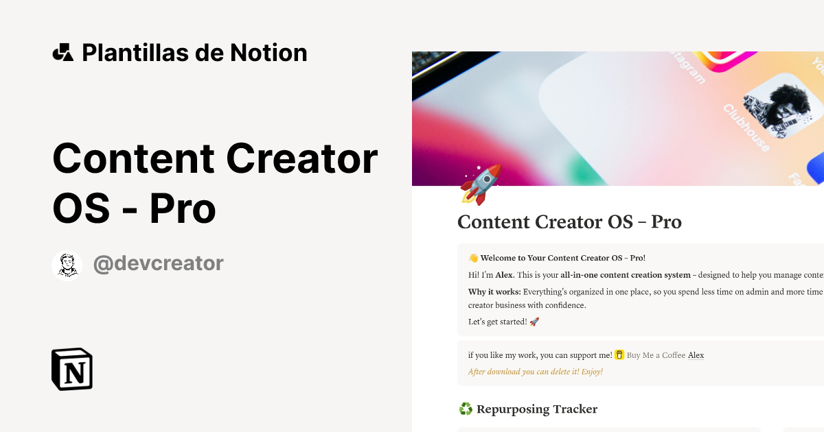 Plantilla Content Creator OS - Pro | Notion Marketplace