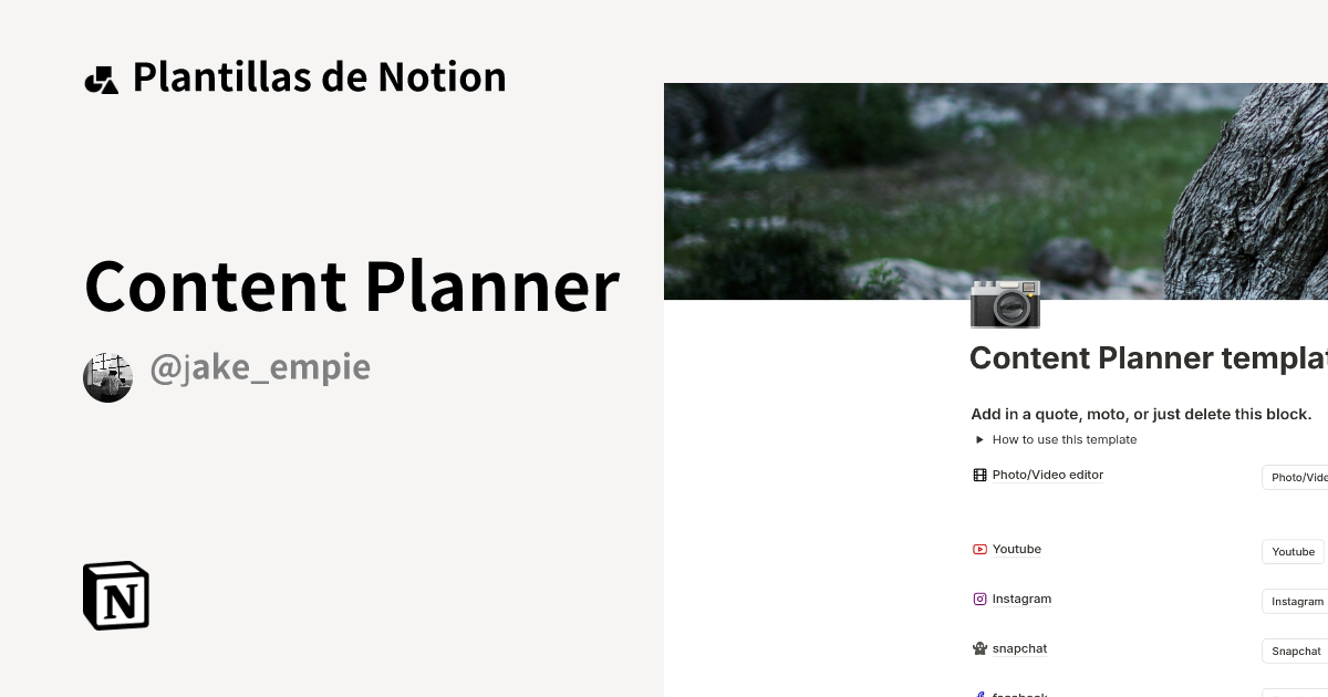 Plantilla Content Planner de Jake Empie | Notion Marketplace