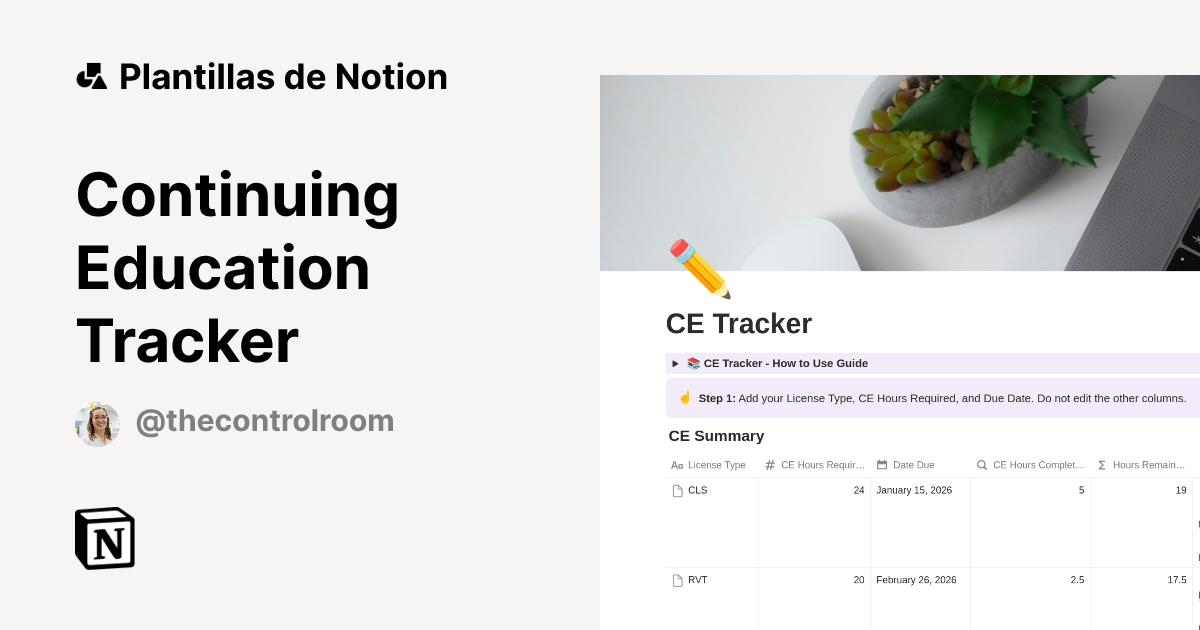 Plantilla Continuing Education Tracker | Notion Marketplace