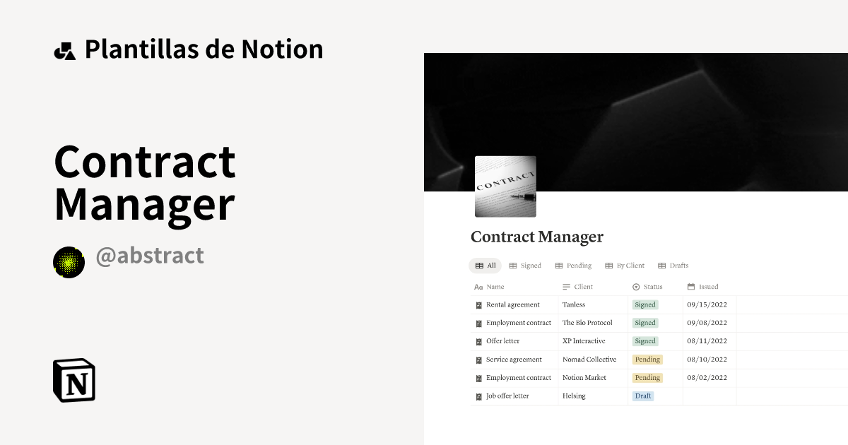 Plantilla Contract Manager | Notion Marketplace