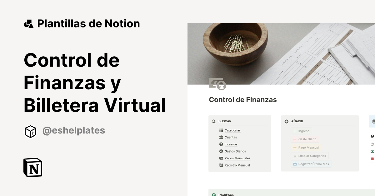 Plantilla Control de Finanzas y Billetera Virtual | Notion Marketplace