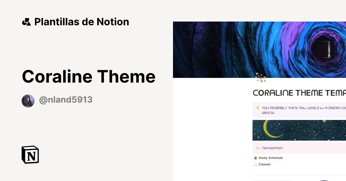 Plantilla Coraline Theme de Nyssa Landon | Notion Marketplace
