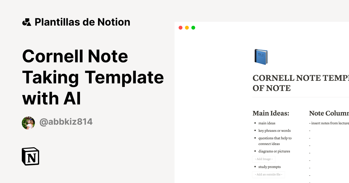 Plantilla Cornell Note Taking Template with AI | Notion Marketplace