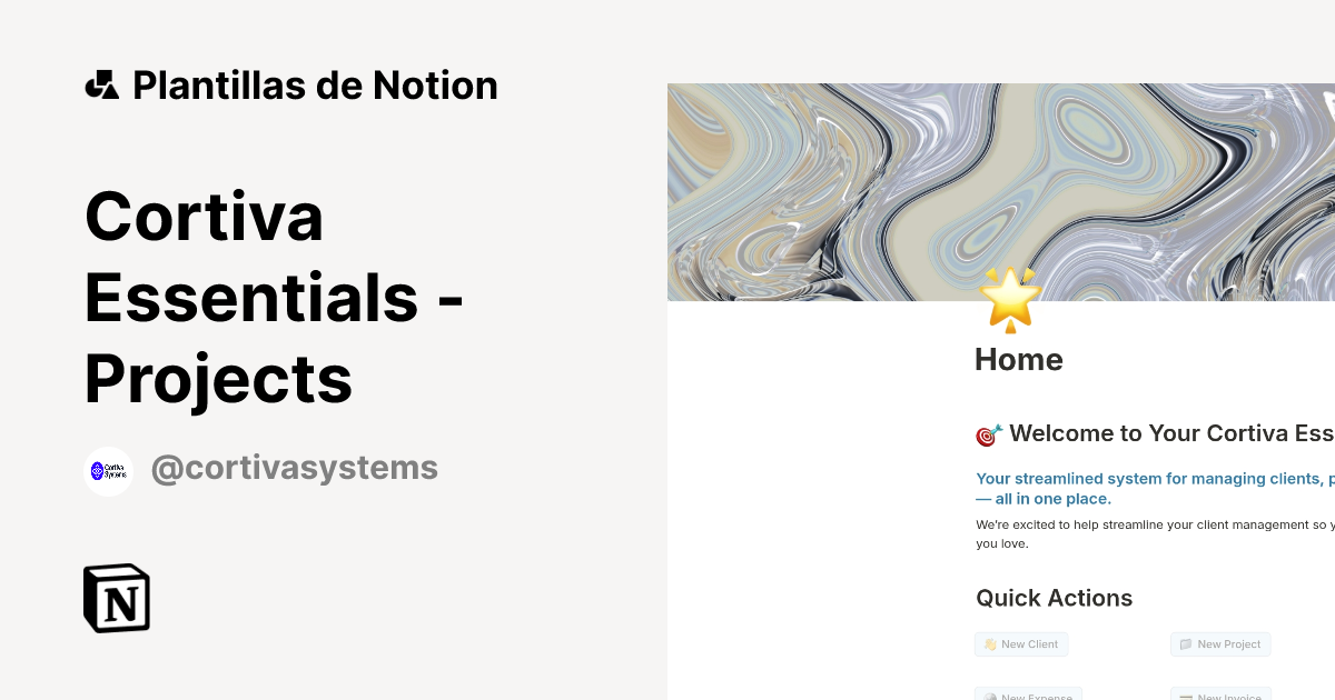 Plantilla Cortiva Essentials - Projects | Notion Marketplace