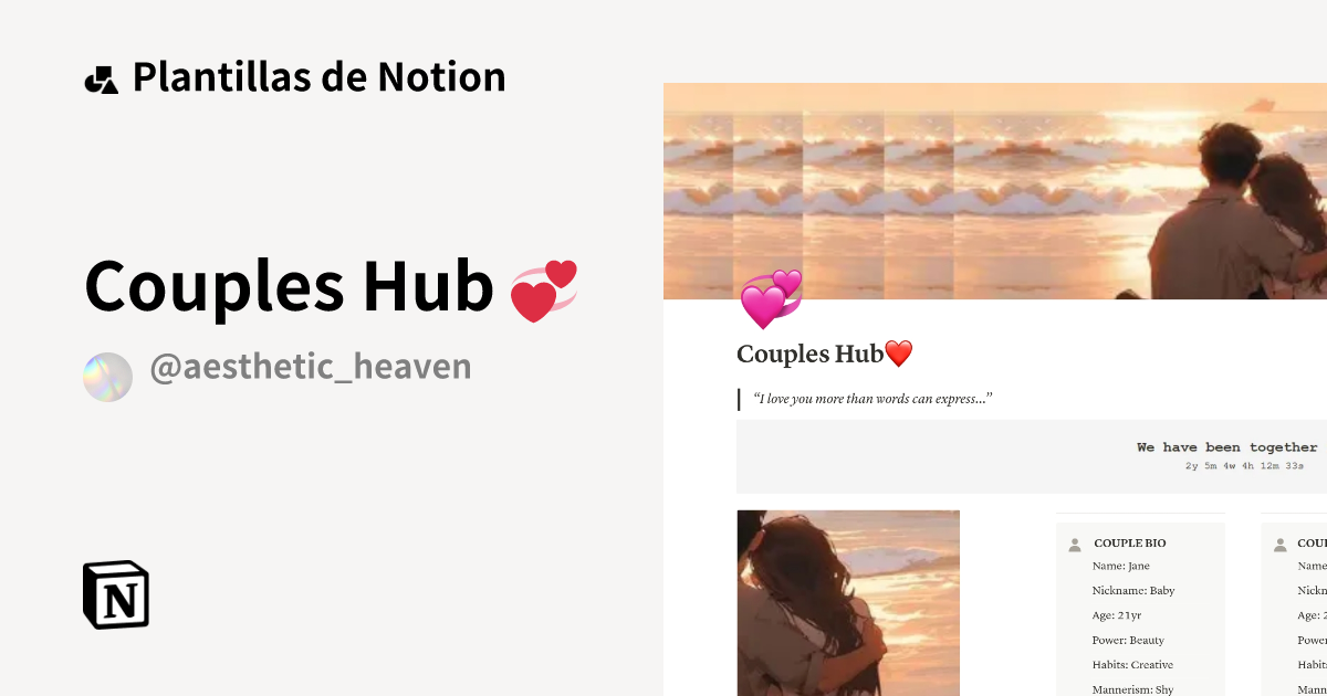Plantilla Couples Hub 💞 | Notion Marketplace