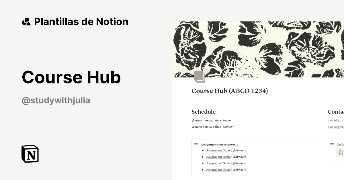 Plantilla Course Hub de studywithjulia | Notion Marketplace