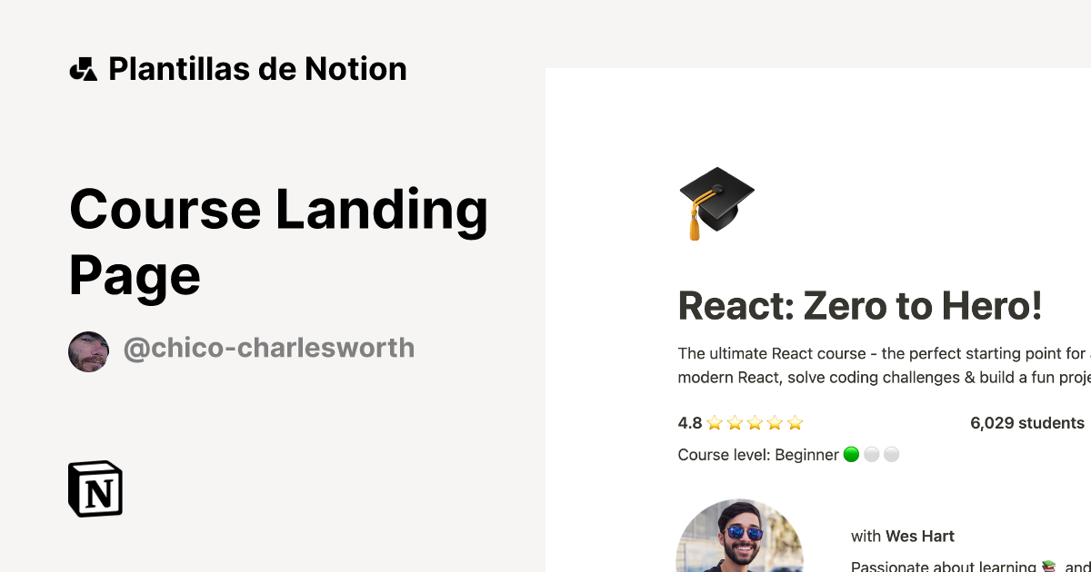 Plantilla Course Landing Page | Notion Marketplace
