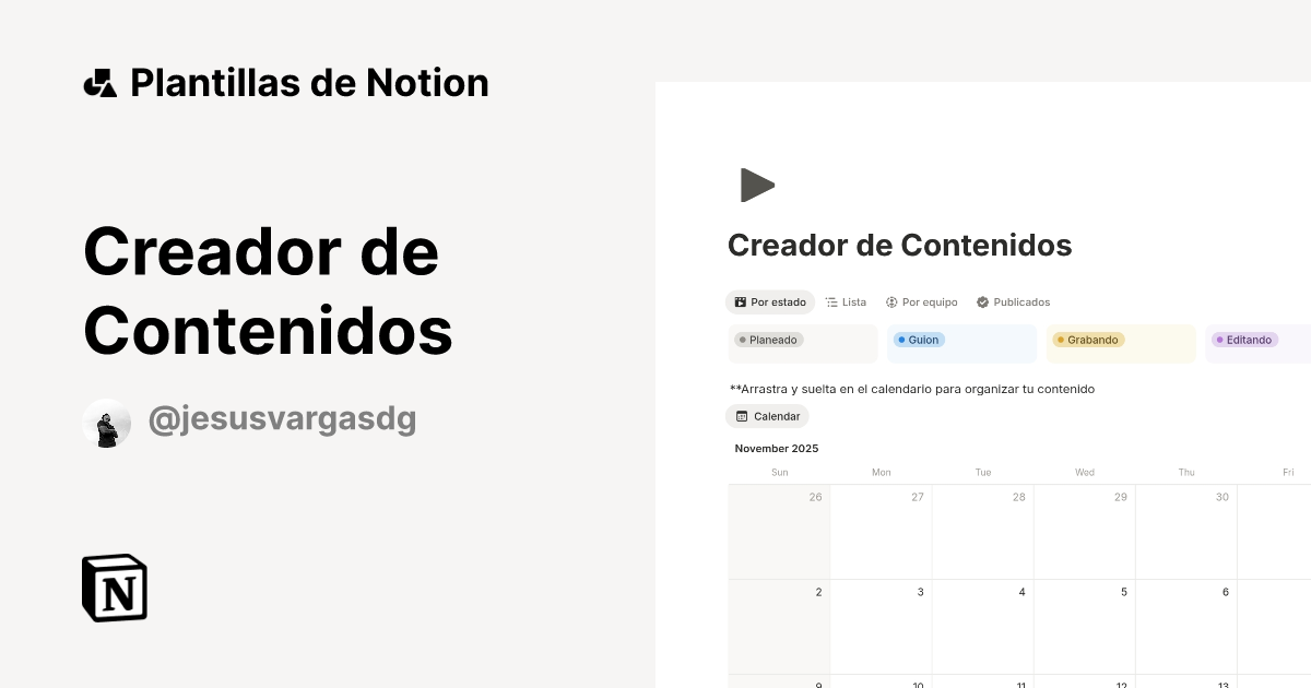 Plantilla Creador de Contenidos | Notion Marketplace