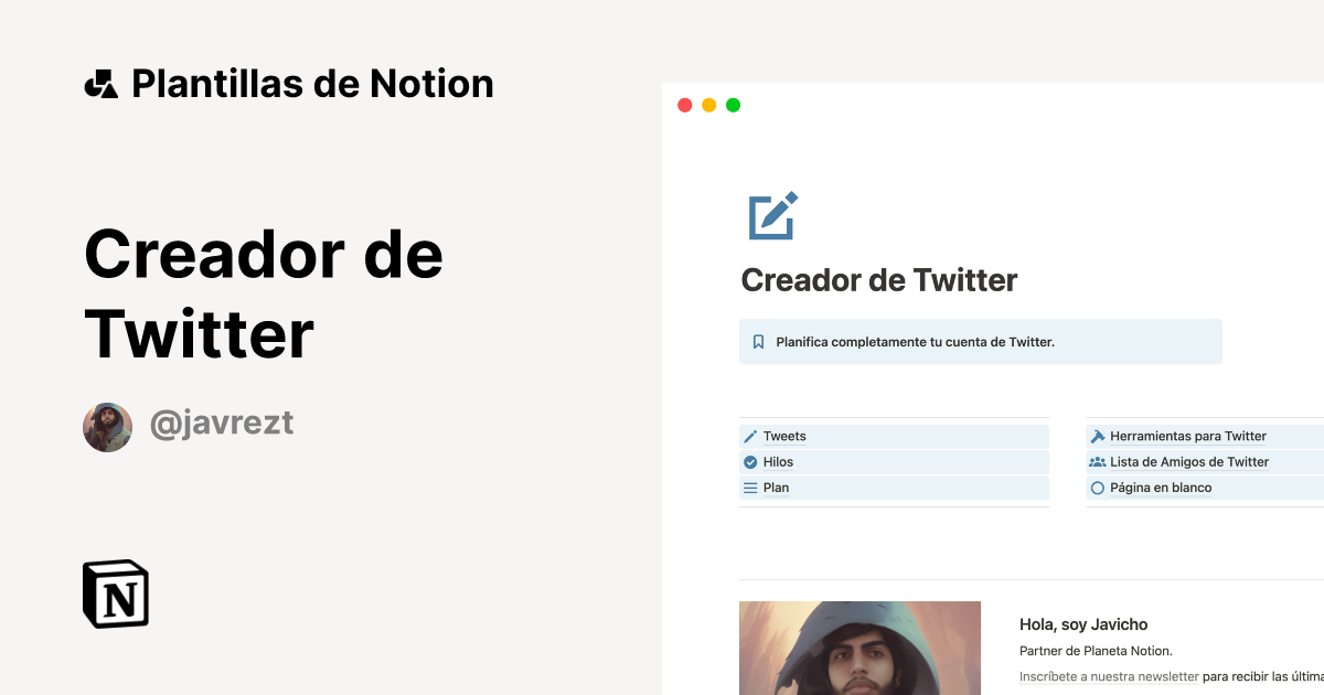 Plantilla Creador de Twitter | Notion Marketplace