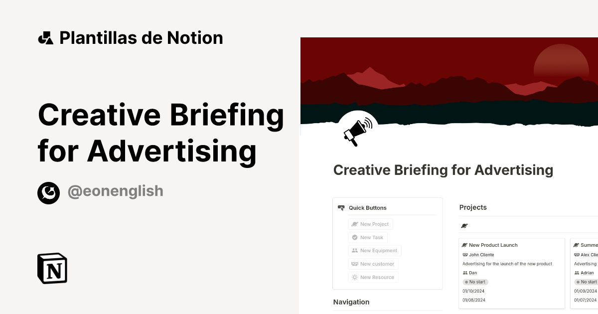 Plantilla Creative Briefing for Advertising | Notion Marketplace