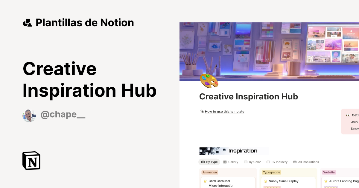 Plantilla Creative Inspiration Hub | Notion Marketplace