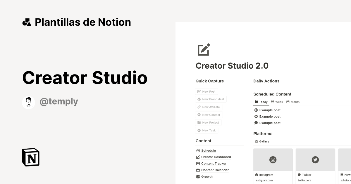 Plantilla Creator Studio | Notion Marketplace
