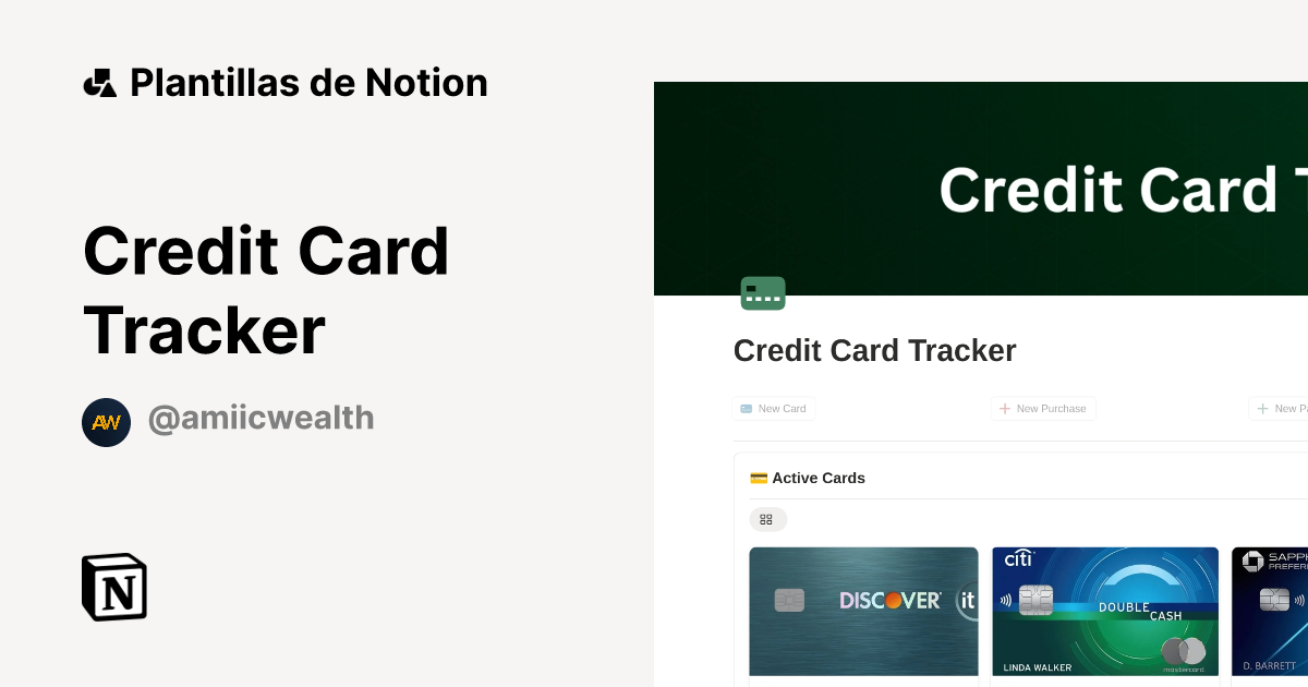 Plantilla Credit Card Tracker (Basic Version) | Notion Marketplace