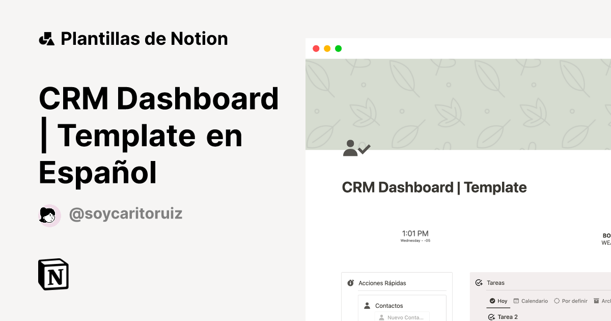 Plantilla CRM Dashboard | Template en Español | Notion Marketplace