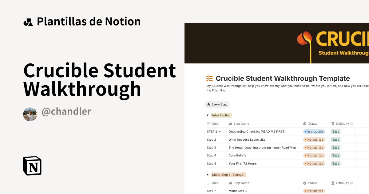 Plantilla Crucible Student Walkthrough | Notion Marketplace