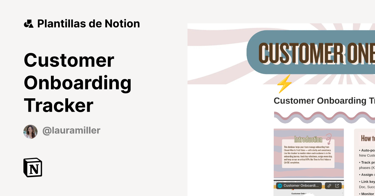 Plantilla Customer Onboarding Tracker | Notion Marketplace