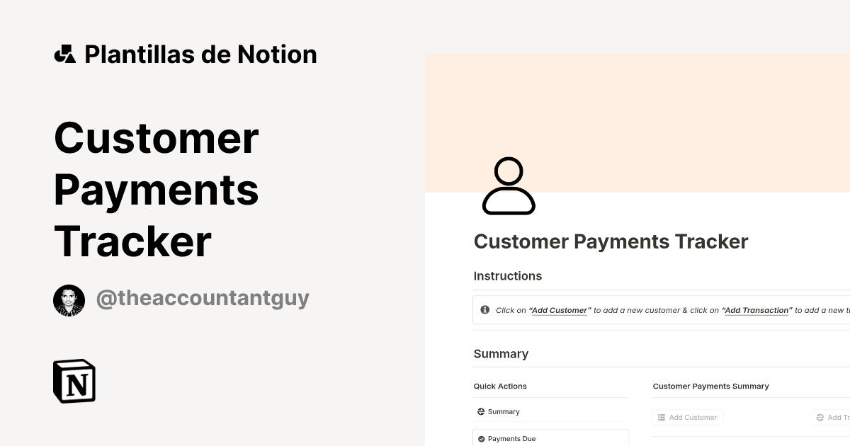 Plantilla Customer Payments Tracker | Notion Marketplace