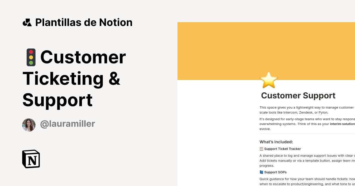 Plantilla 🚦Customer Ticketing & Support de Laura Miller | Notion Marketplace
