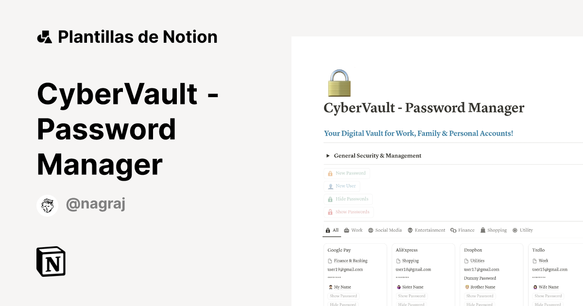 Plantilla CyberVault - Password Manager | Notion Marketplace