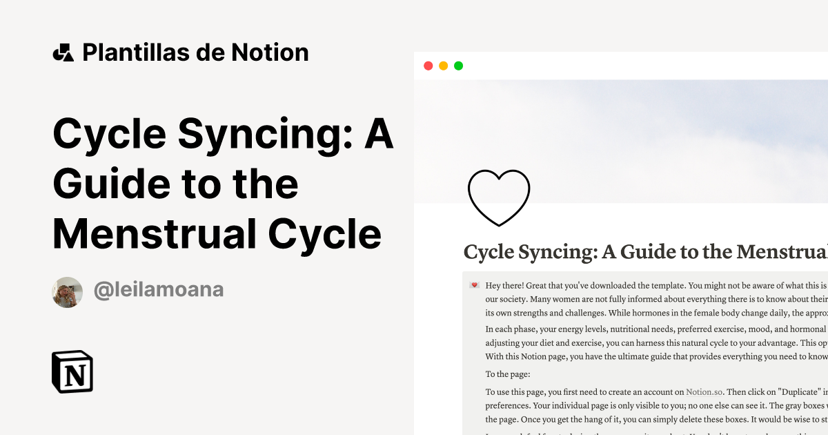 Plantilla Cycle Syncing: A Guide to the Menstrual Cycle | Notion Marketplace