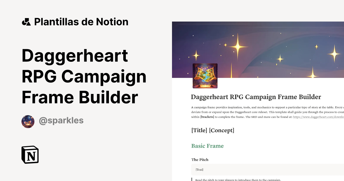 Plantilla Daggerheart RPG Campaign Frame Builder | Notion Marketplace