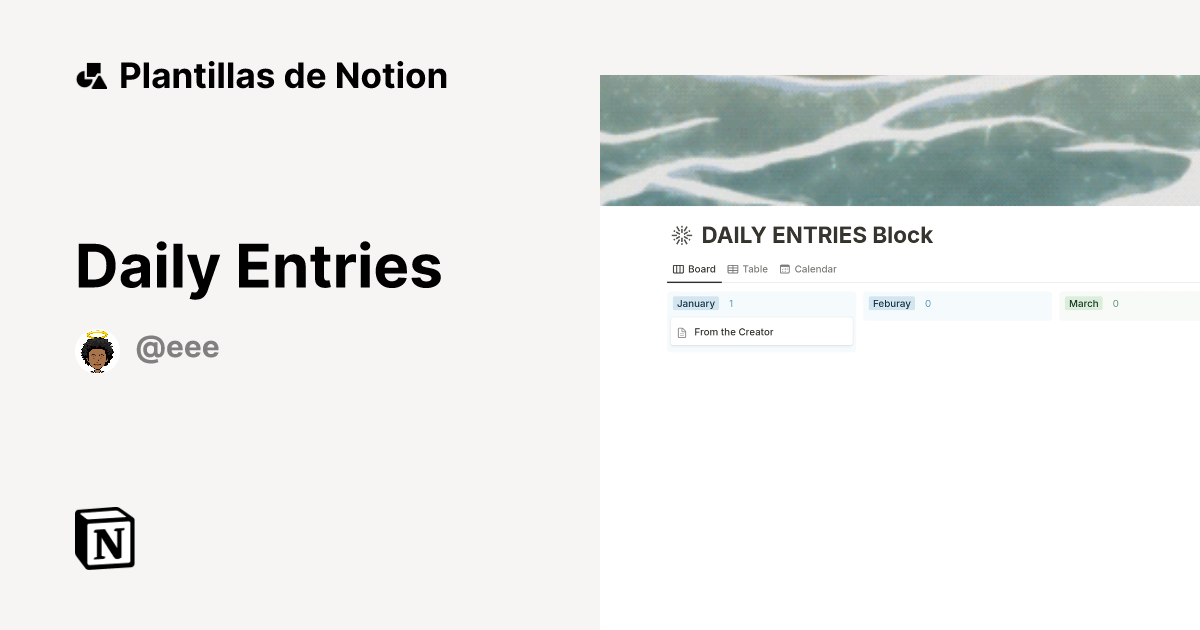 Plantilla Daily Entries | Notion Marketplace
