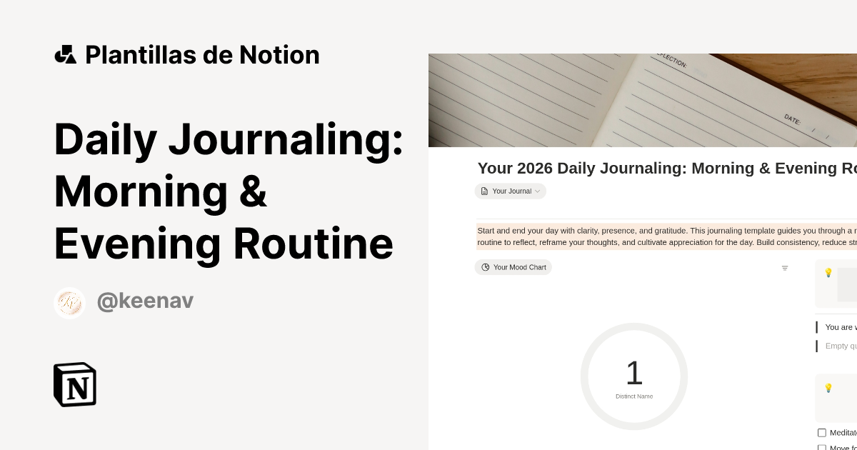 Plantilla Daily Journaling: Morning & Evening Routine | Notion Marketplace