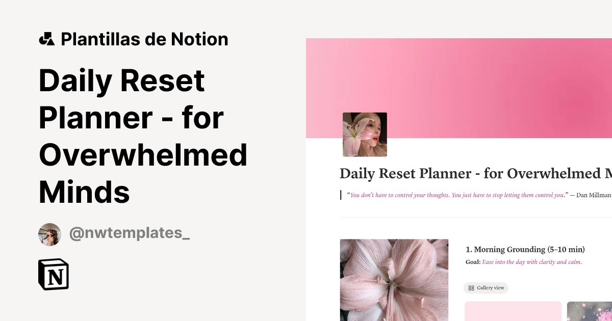 Plantilla Daily Reset Planner - for Overwhelmed Minds | Notion Marketplace
