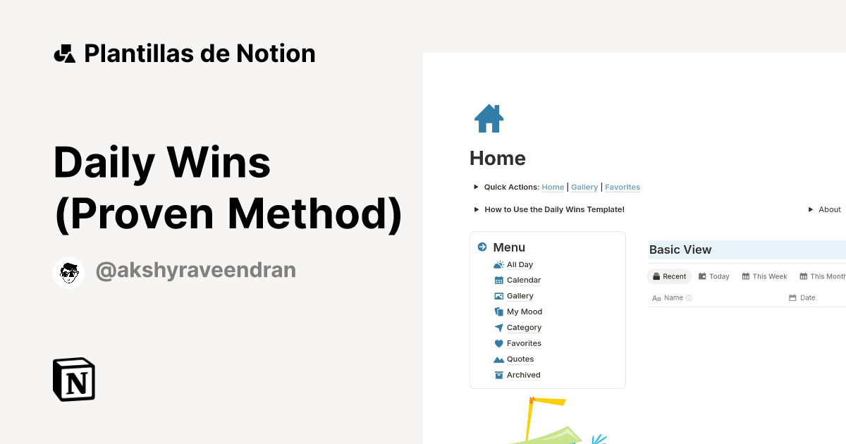 Plantilla Daily Wins (Proven Method) de Akshay Raveendran | Notion ...