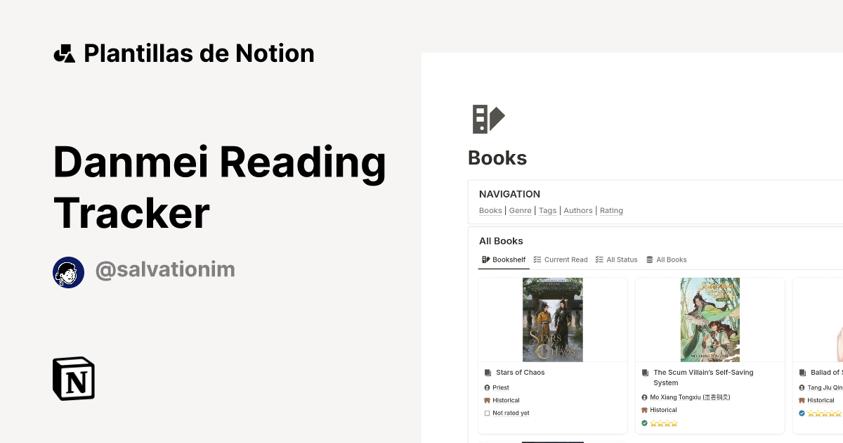 Plantilla Danmei Reading Tracker | Notion Marketplace