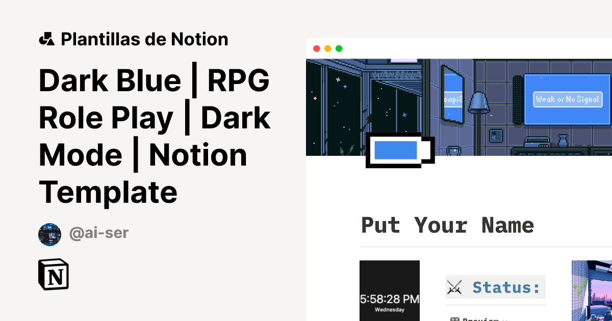 Plantilla Dark Blue | RPG Role Play | Dark Mode | Notion Template ...