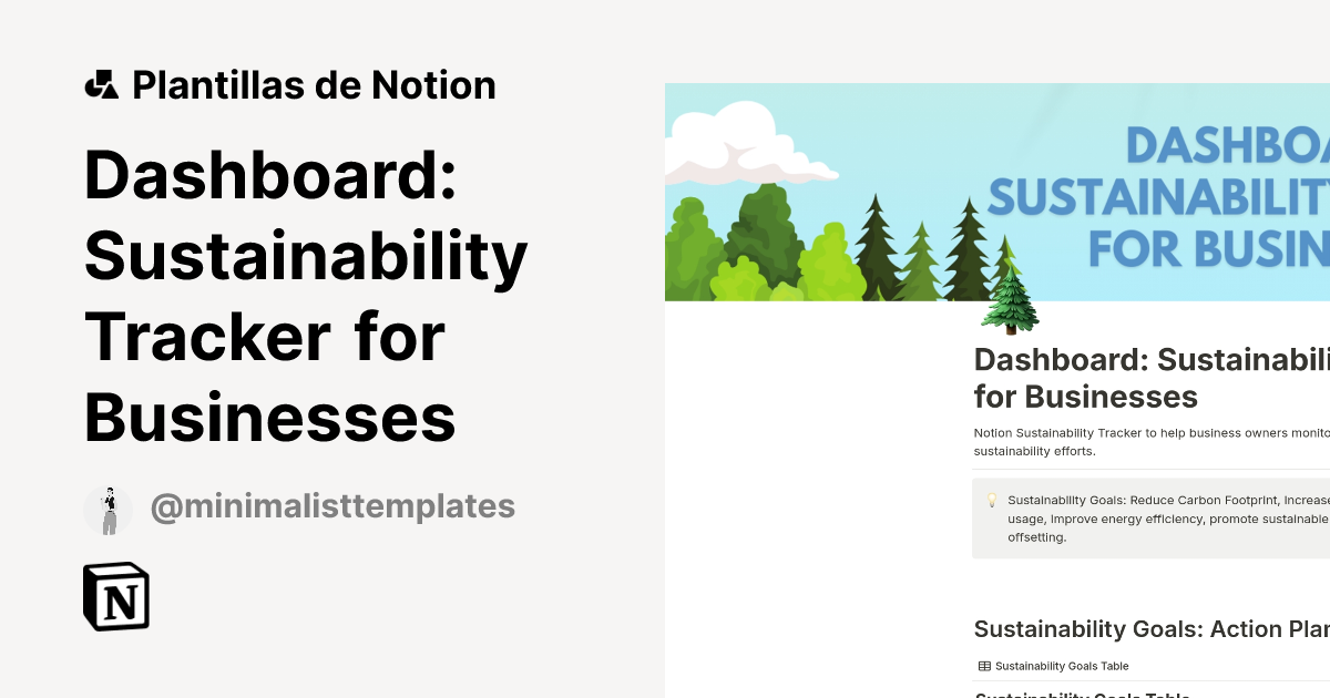 Plantilla Dashboard: Sustainability Tracker for Businesses | Notion ...