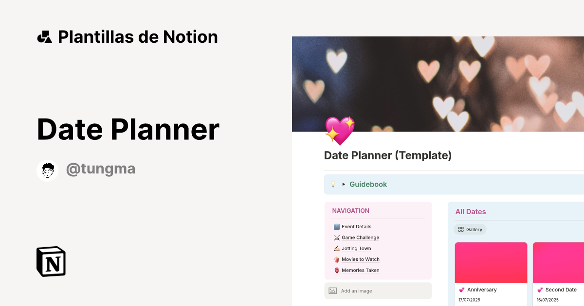 Plantilla Date Planner | Notion Marketplace