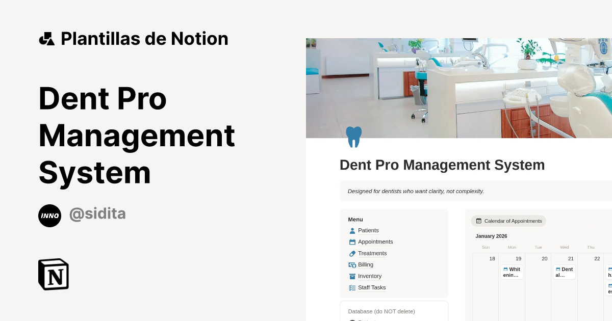Plantilla Dent Pro Management System | Notion Marketplace