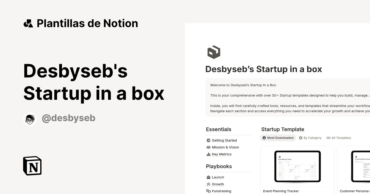 Plantilla Desbyseb's Startup in a box | Notion Marketplace