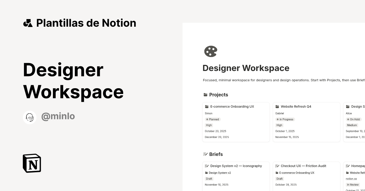 Plantilla Designer Workspace | Notion Marketplace