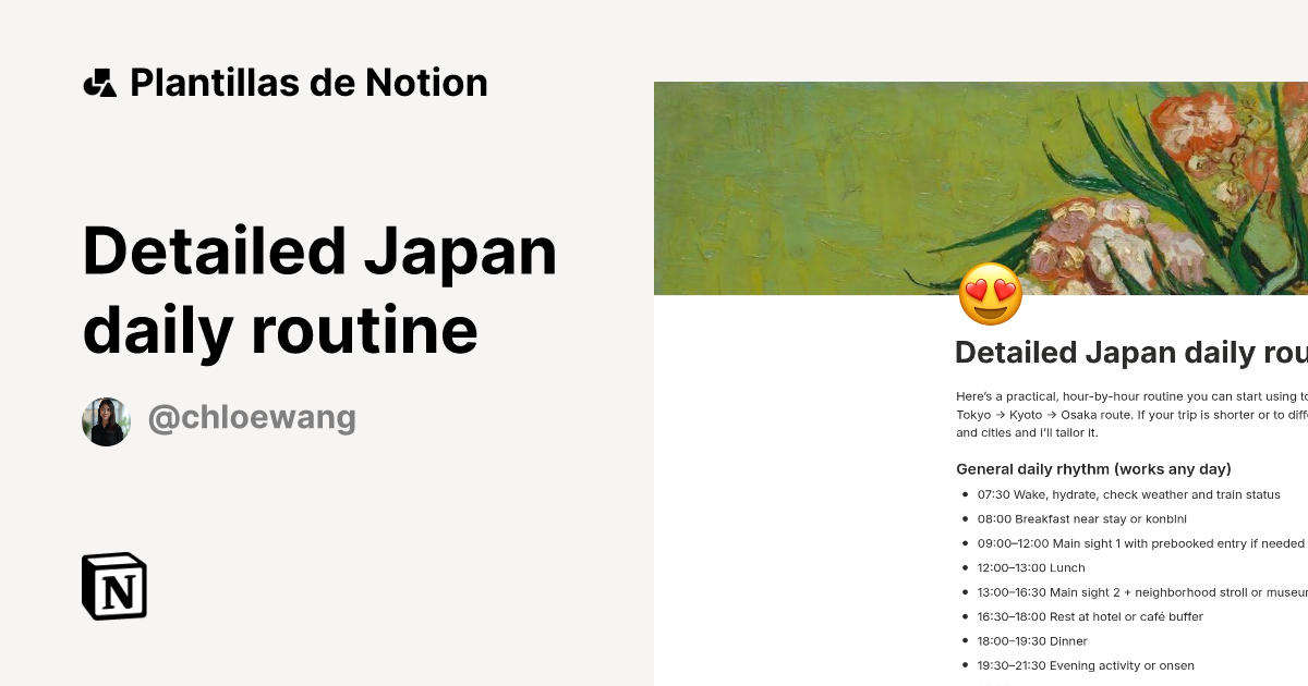 Plantilla Detailed Japan daily routine | Notion Marketplace