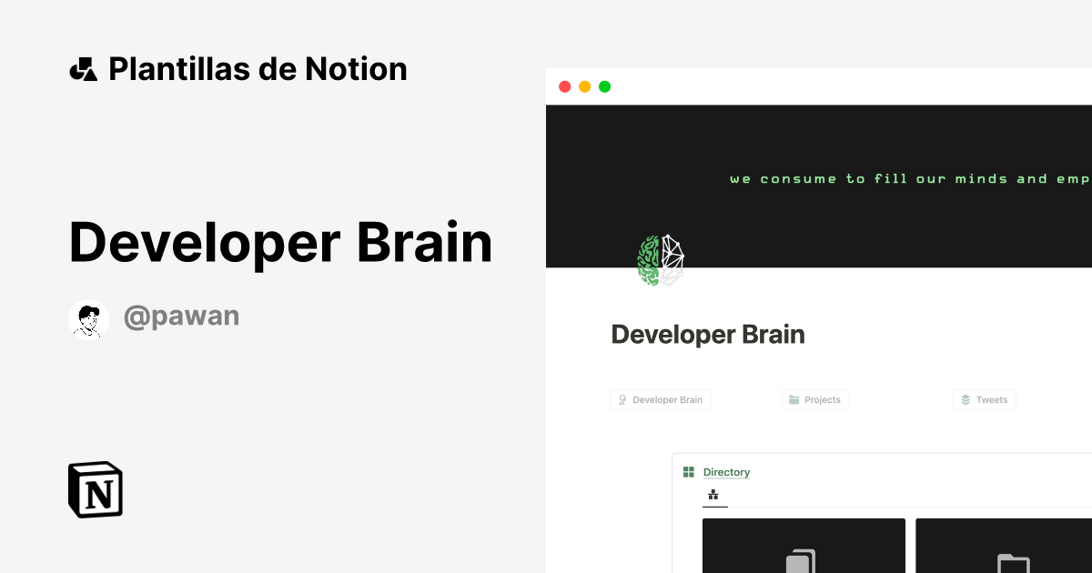 Plantilla Developer Brain | Notion Marketplace
