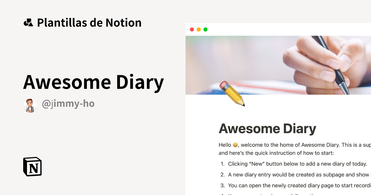 Plantilla Awesome Diary de Jimmy Ho | Notion Marketplace