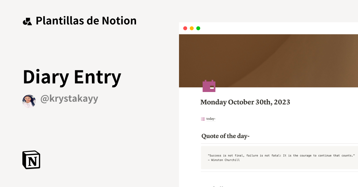 Plantilla Diary Entry de Mrs. Lamb | Notion Marketplace